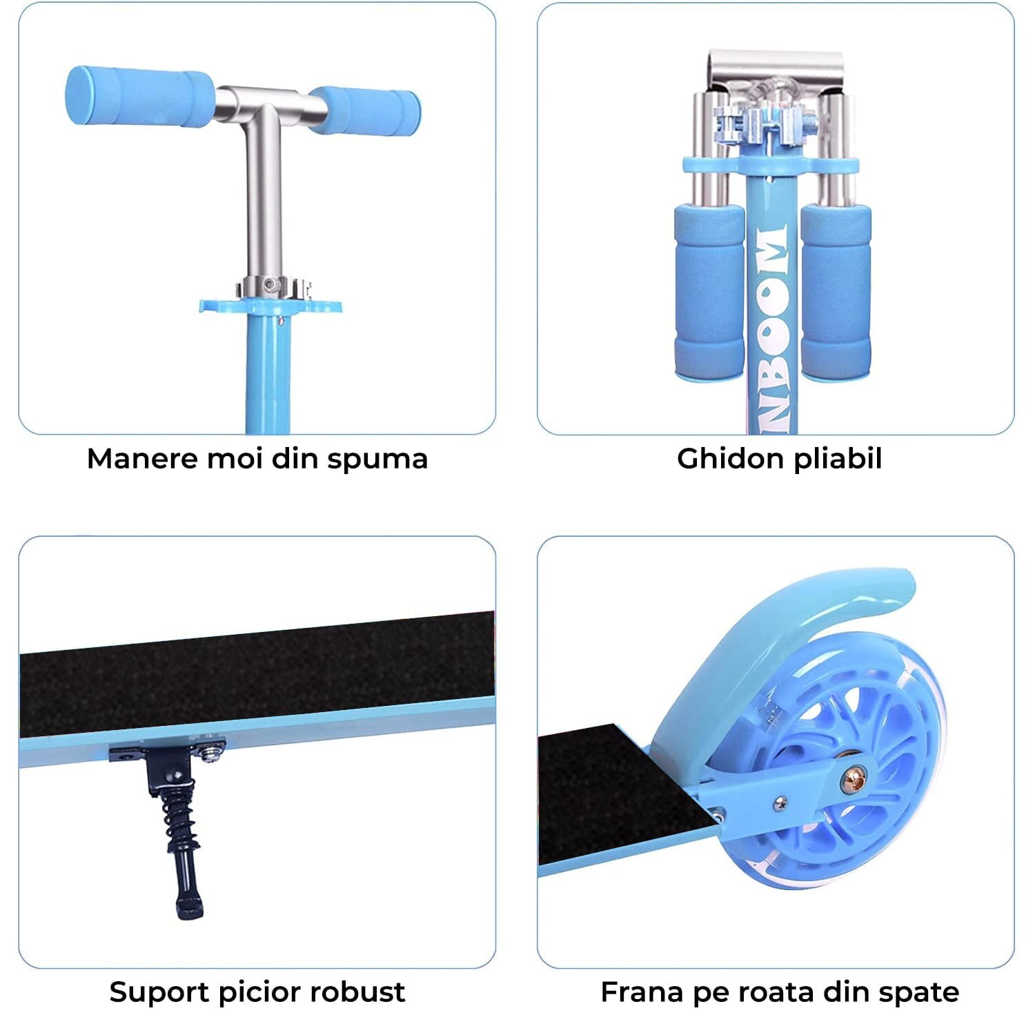 Trotineta Elindor® Pliabila cu Ghidon Ajustabil, Roti LED, Albastru ...