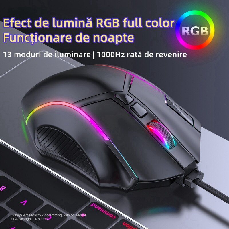 Mouse cu fir pentru calculator, jocuri profesionale, viteza maxima ...