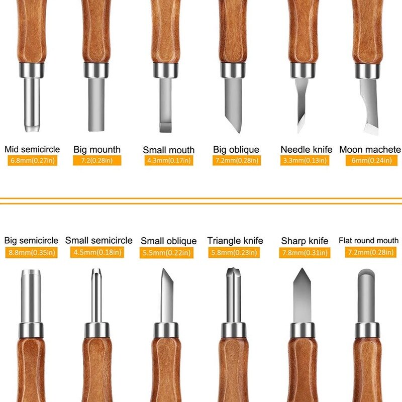 Set 12 unelte de sculptura din lemn, ciocane si dalti, manere ...