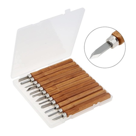 Set 12 unelte de sculptura din lemn, ciocane si dalti, manere ...