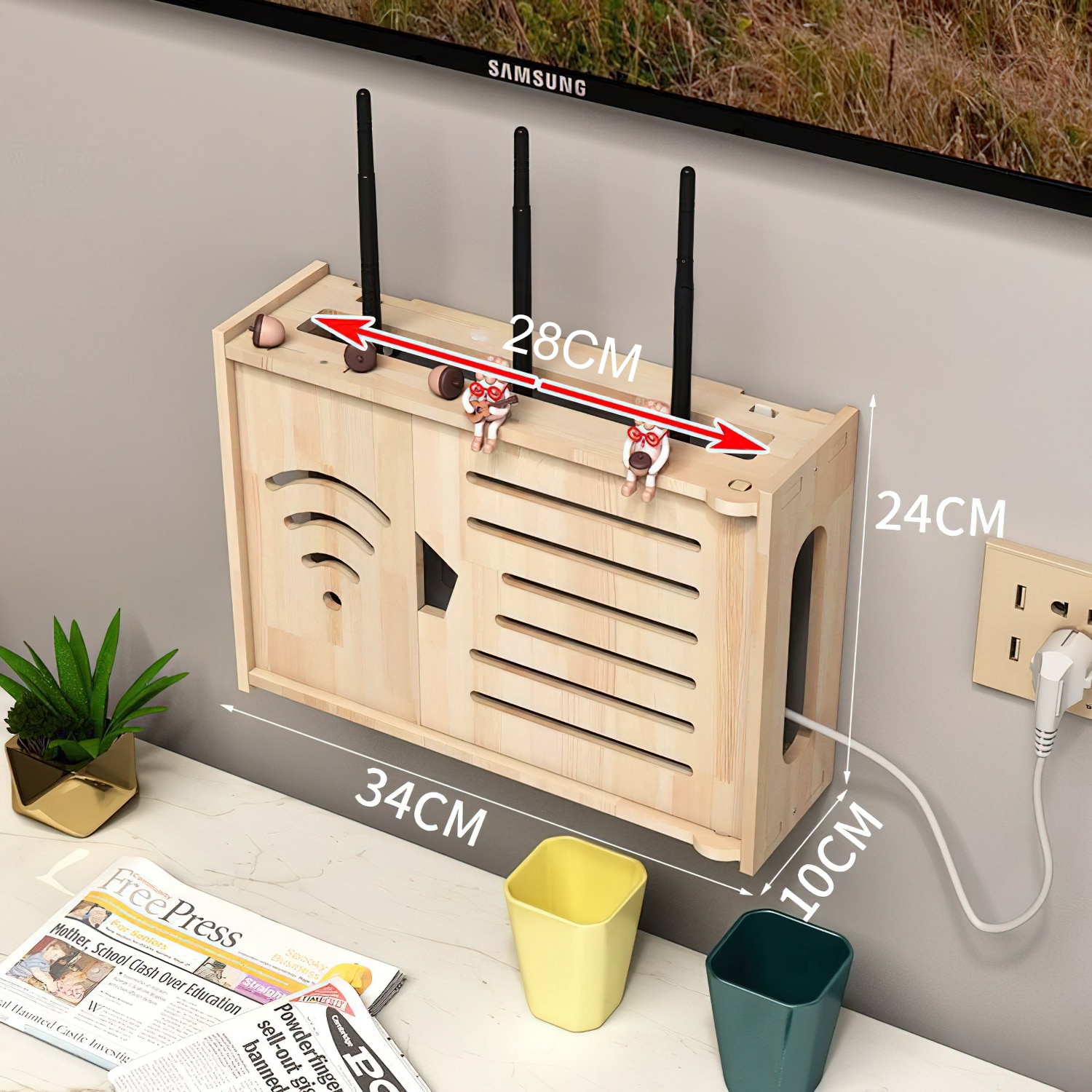 Raft suport router wireless, 340x240x100 mm, posibilitate montare pe ...