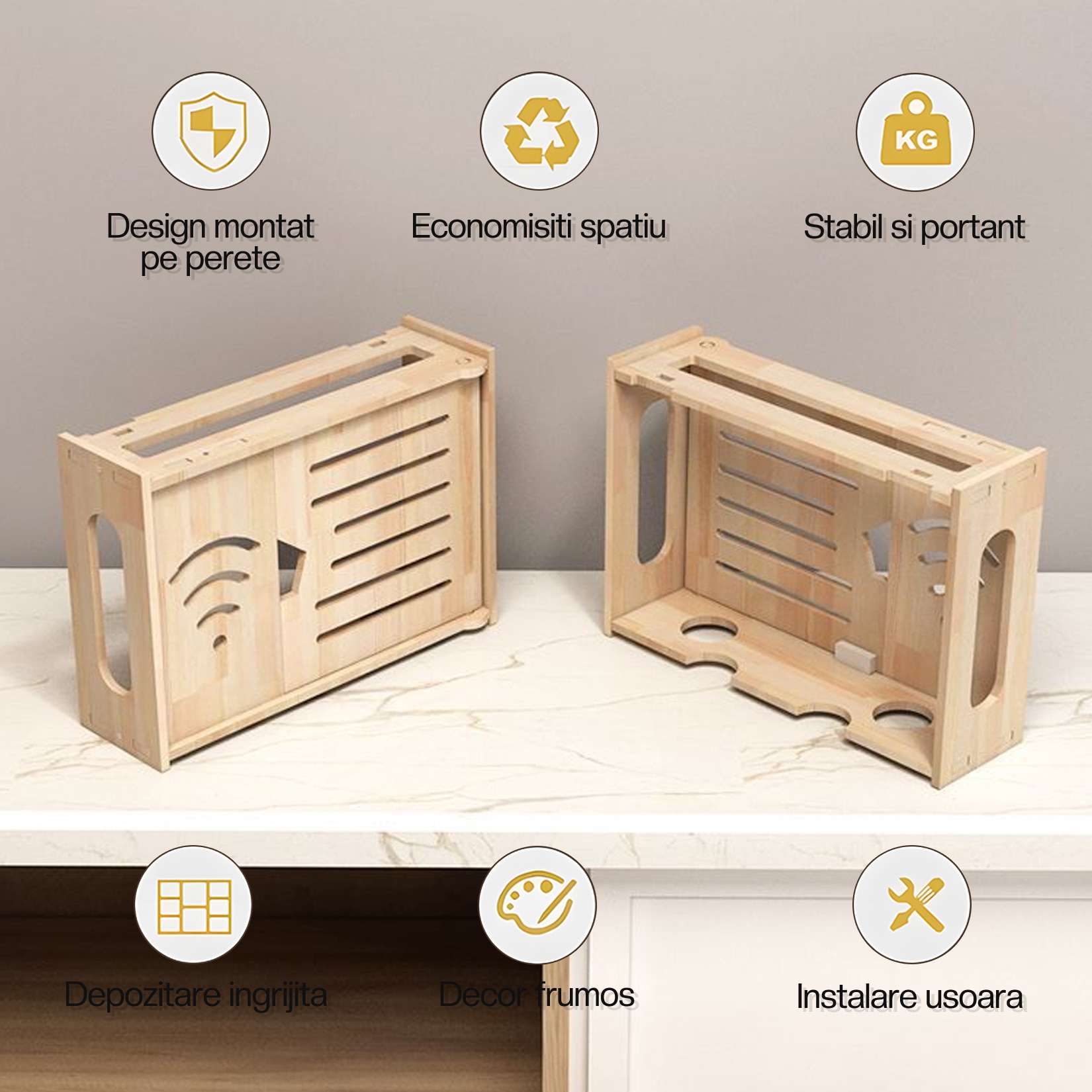 Raft suport router wireless, 340x240x100 mm, posibilitate montare pe ...