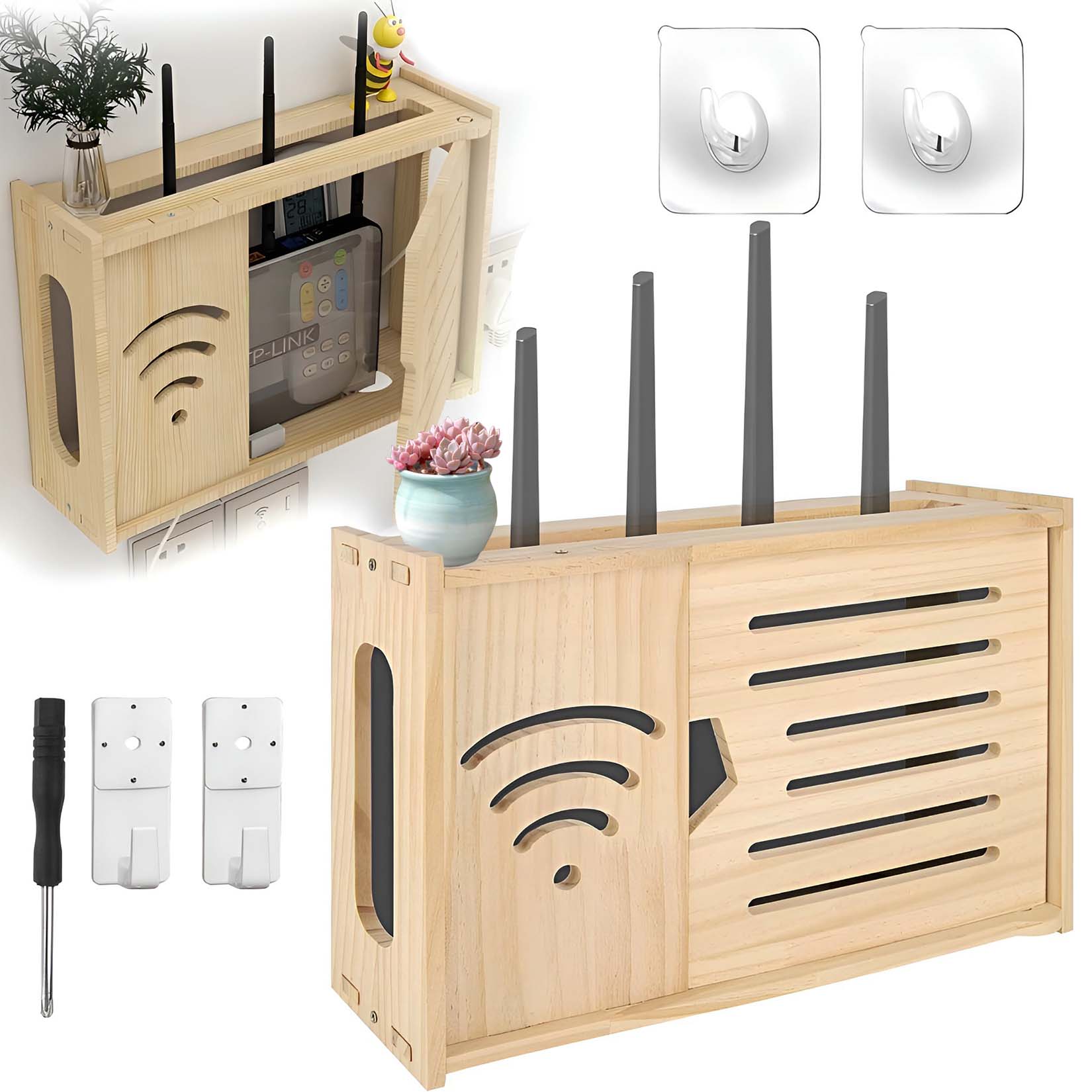 Raft suport router wireless, 340x240x100 mm, posibilitate montare pe ...