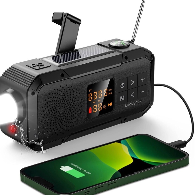 Radio portabil multifunctional AM-FM, rezistent la apa, ecran LED ...