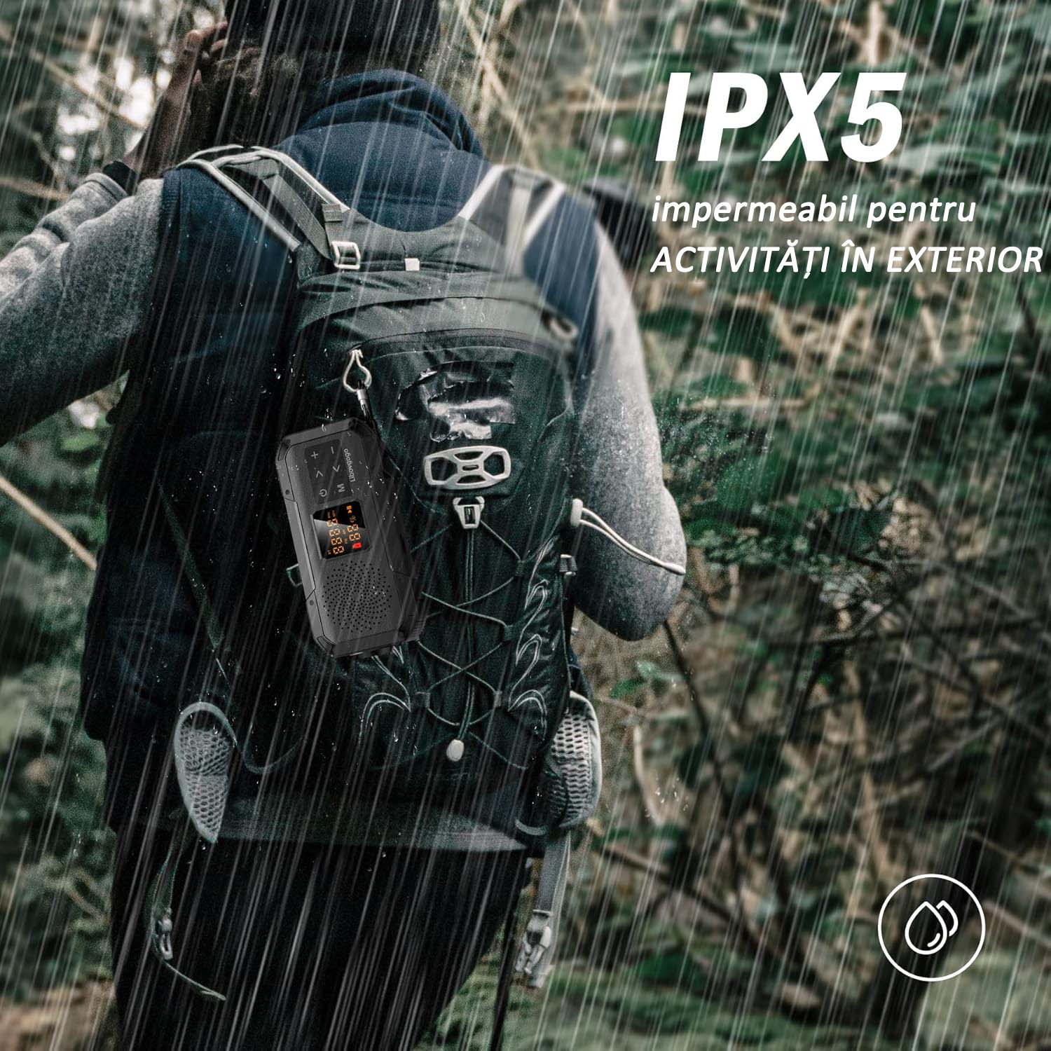 Radio portabil multifunctional AM-FM, rezistent la apa, ecran LED ...