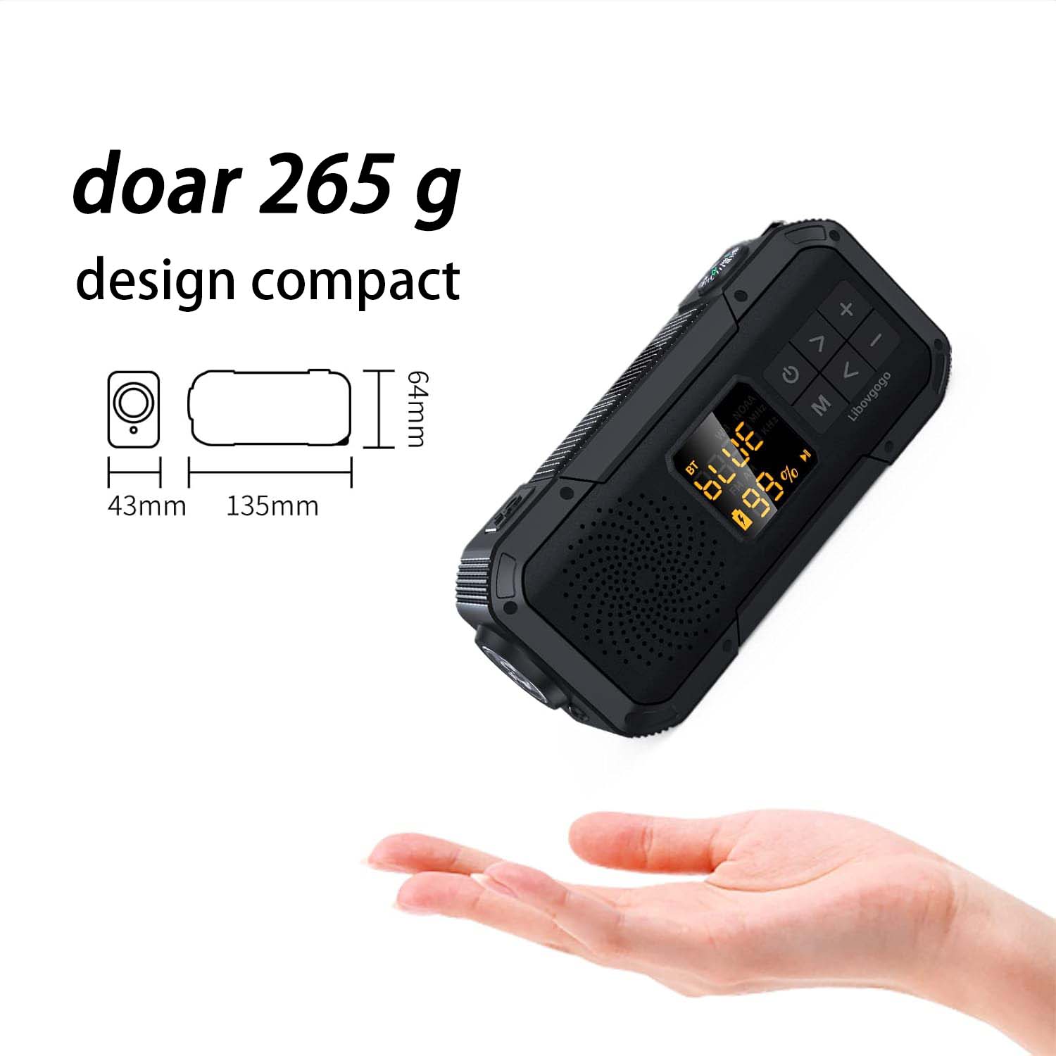 Radio portabil multifunctional AM-FM, rezistent la apa, ecran LED ...