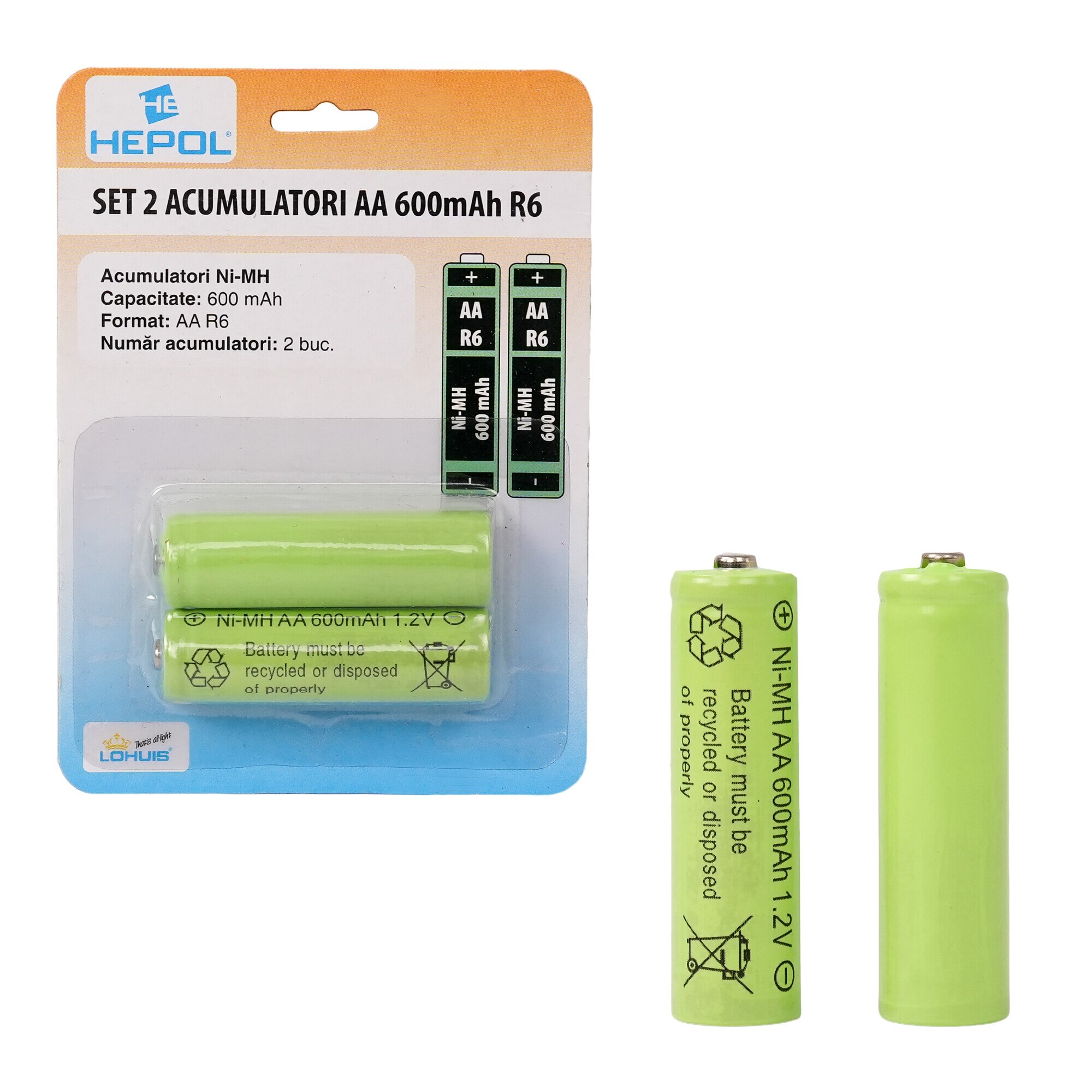 Set 2 acumulatori AA 600mAh R6 - eMAG.ro