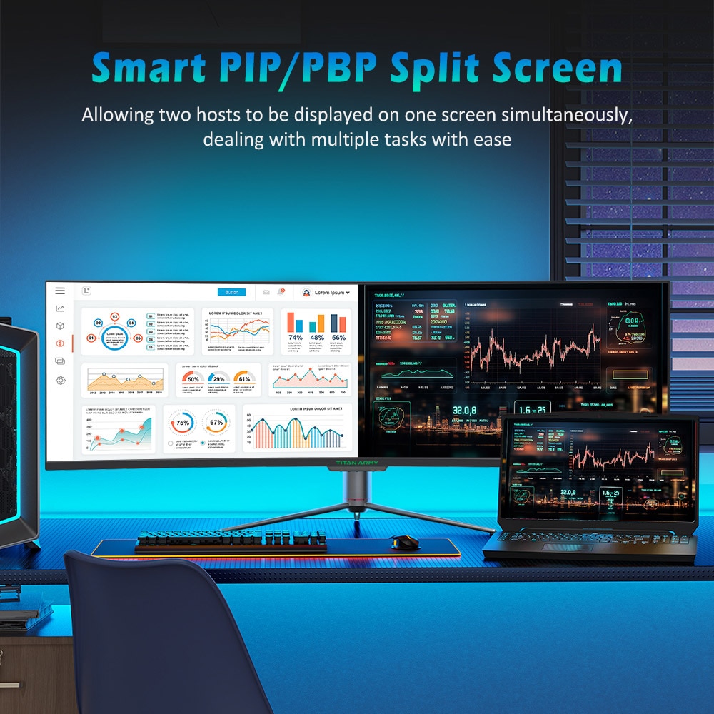 Monitor gaming Titan Army C49SHC, 49 inch, 3840x1080, curbat 1800R ...