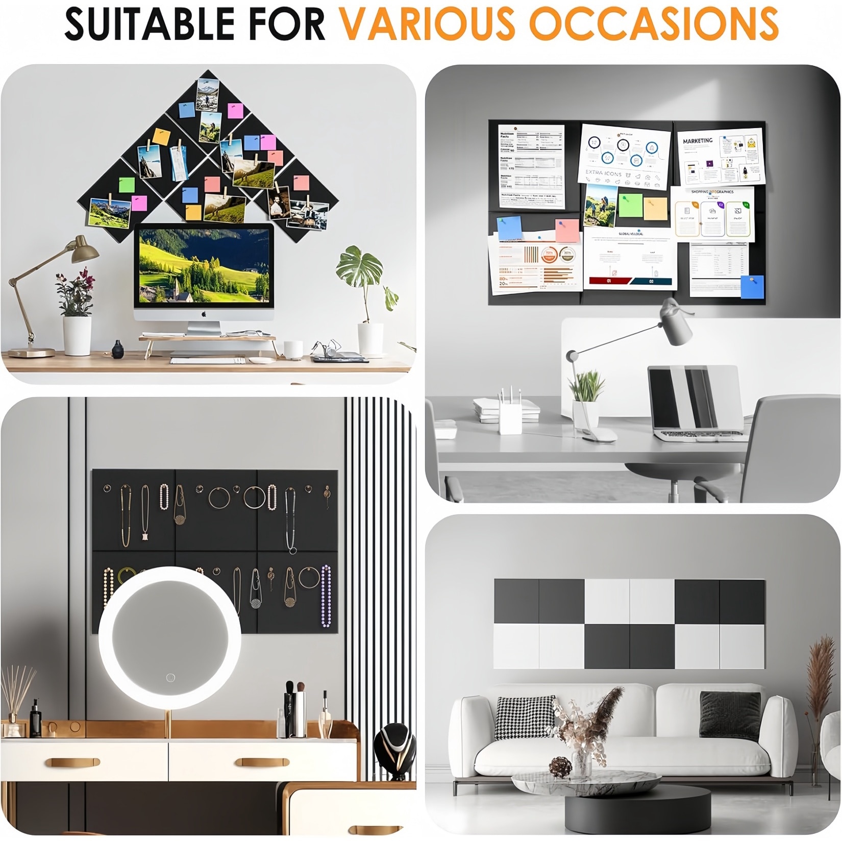 Комплект от 12 тапицирани панели за 3D декорация на стени, Wacorresi ...