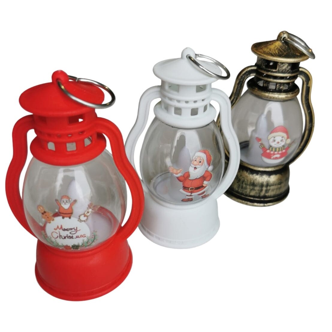 Set 3 Felinare Clasice de Craciun, Lumina Calda, Teme Diferite, Baterii ...