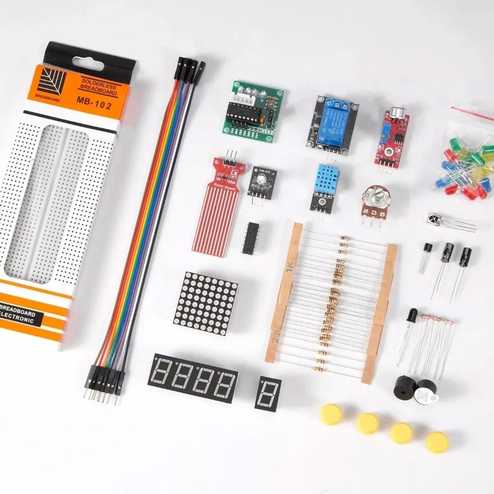 Kit compatibil Arduino Uno R3 24 componente electronice, PAGMIL, Pentru ...