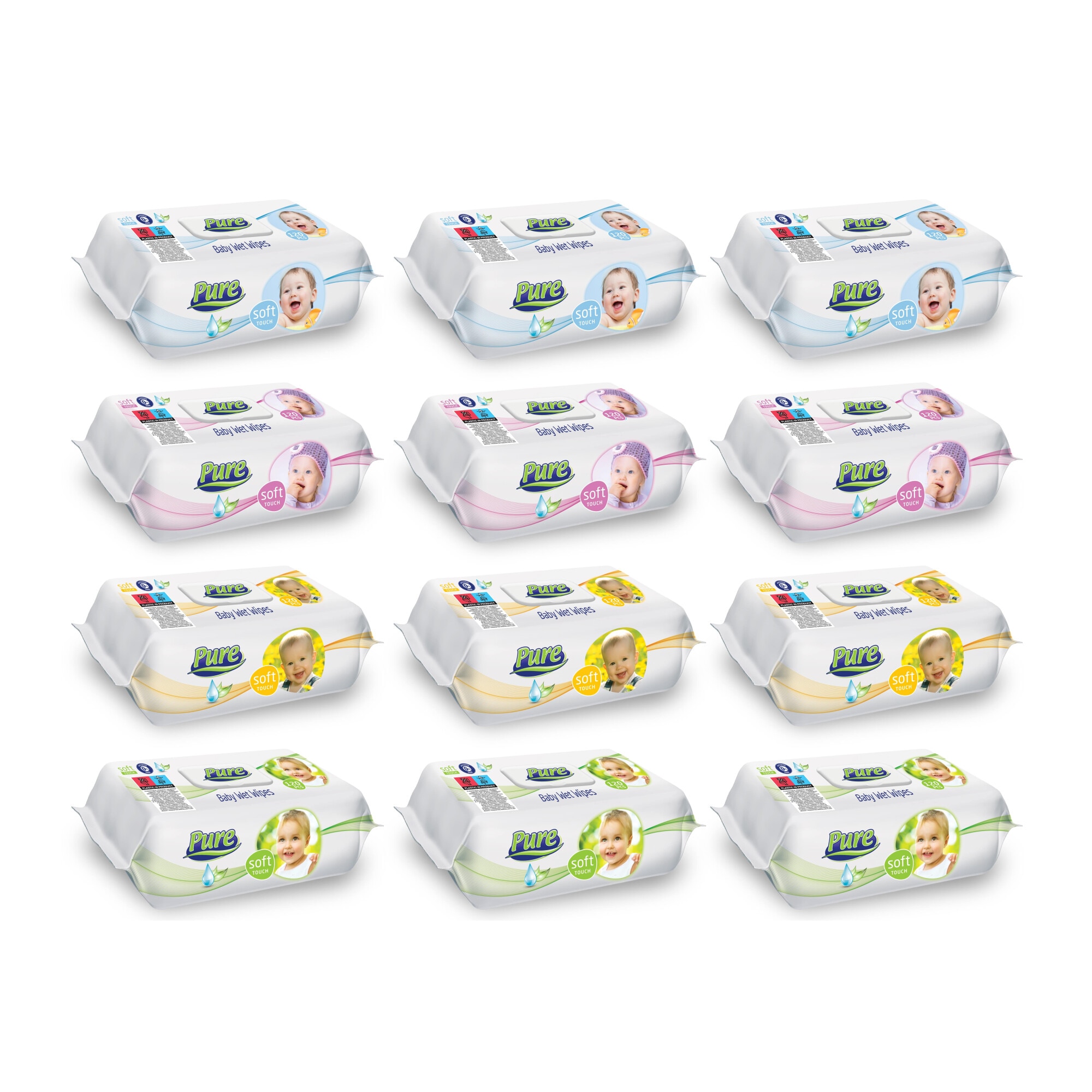 Set servetele umede Pure Premium 12 pachete x 120 buc - eMAG.ro