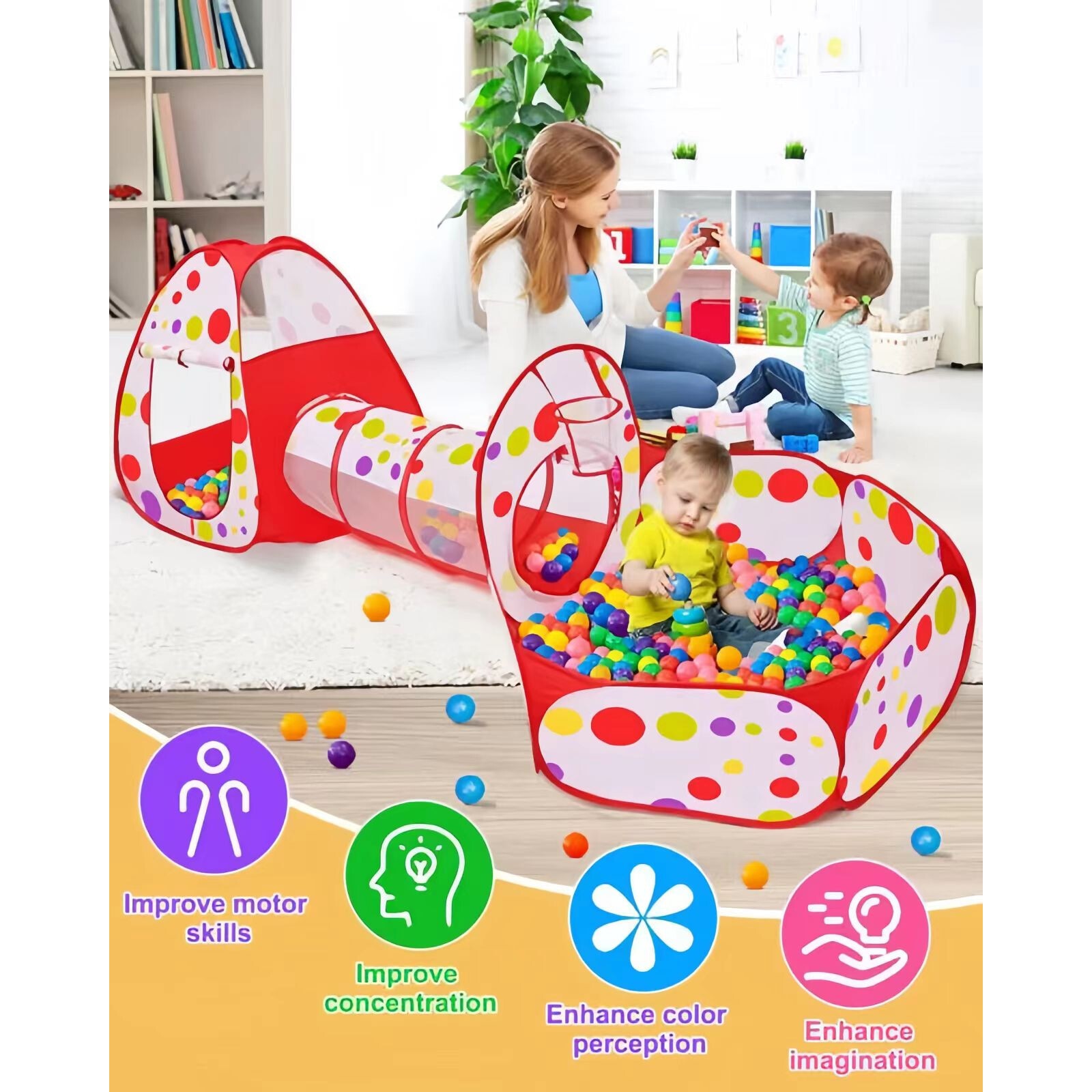 Cort pentru copii Cort de joaca Tunel pentru copii Piscina cu bile 3 in ...