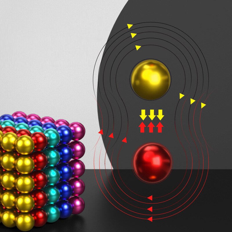 Bile magnetice colorate de 5mm, 216 bucati, cu putere magnetica ...