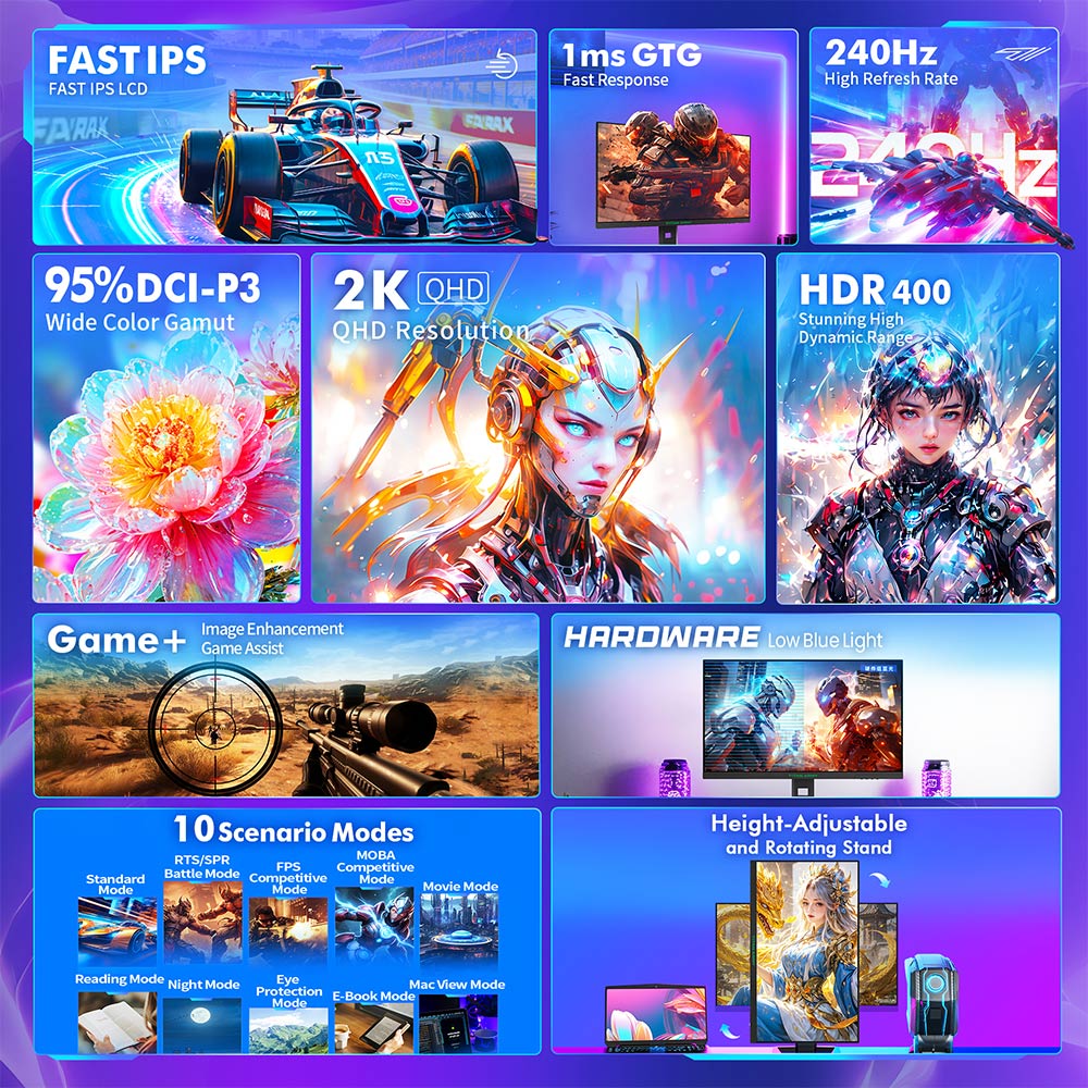 LCD Monitors, Monitor Gaming Titan Army P2710S, 27 inches, 2560x1440 ...