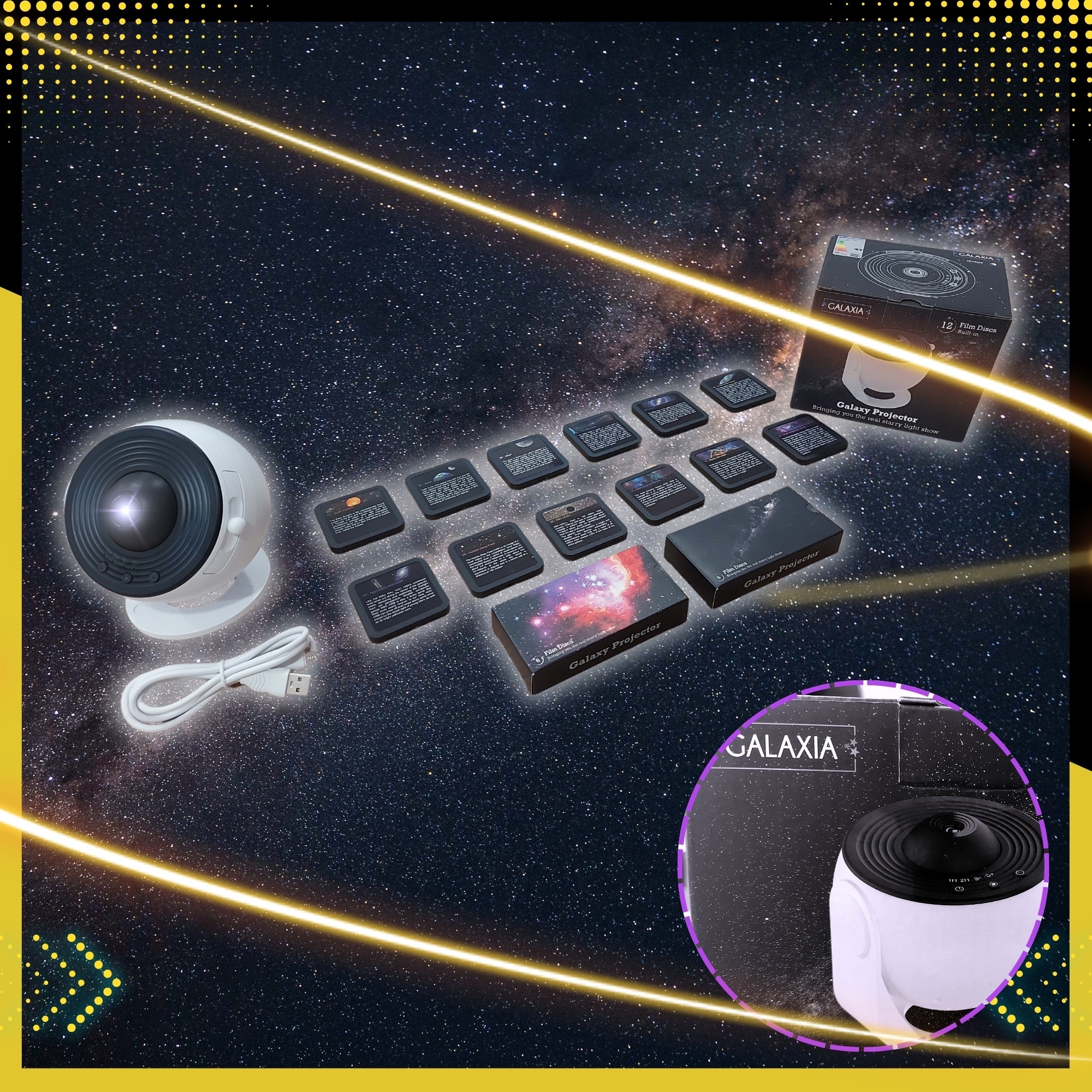 Proiectorul Cosmic HD Planetarium cu Stele, lampa de veghe pentru copii ...