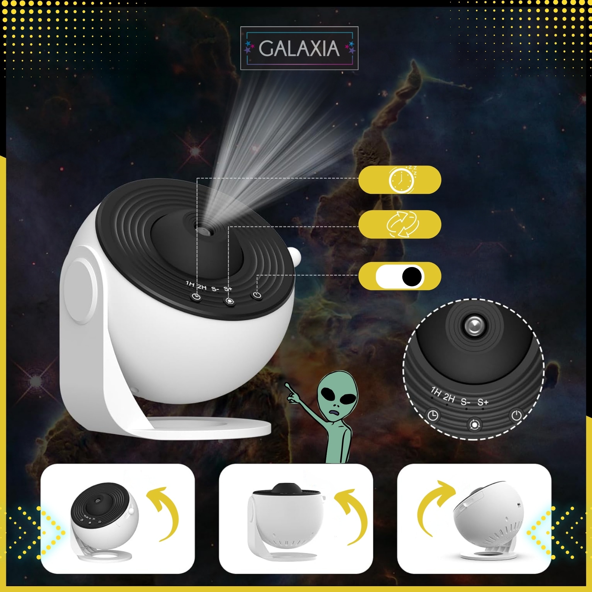 Proiectorul Cosmic HD Planetarium cu Stele, lampa de veghe pentru copii ...
