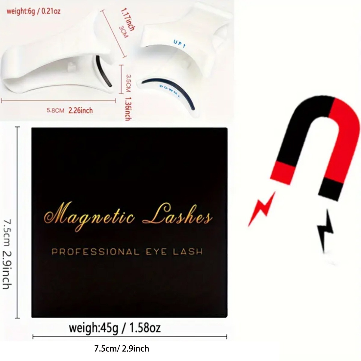 Set de gene magnetice reutilizabile, aspect natural, 2 perechi, fara ...