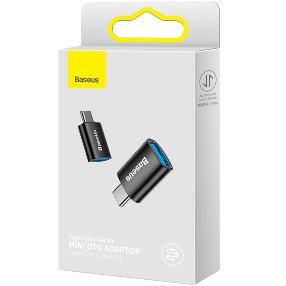 Adaptor Baseus Ingenuity Mini OTG USB-C USB-A 3.1 Negru - eMAG.ro