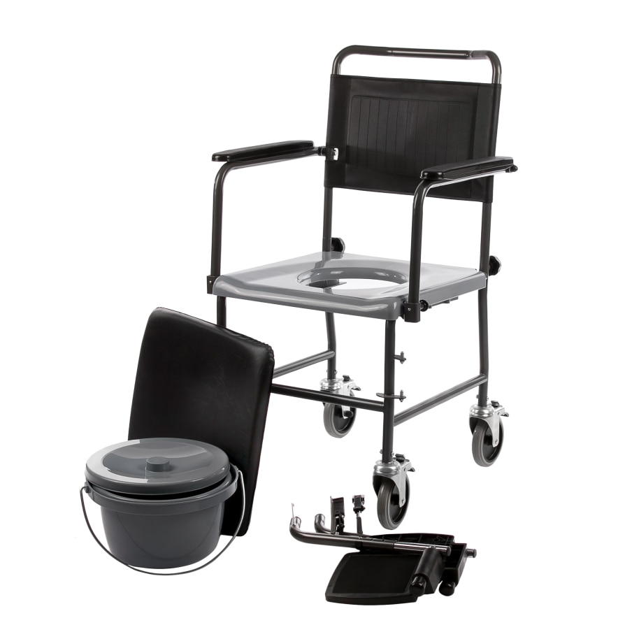 Scaun de toaleta cu wc Commode, de interior, sezut 45 cm, cu rotile si ...