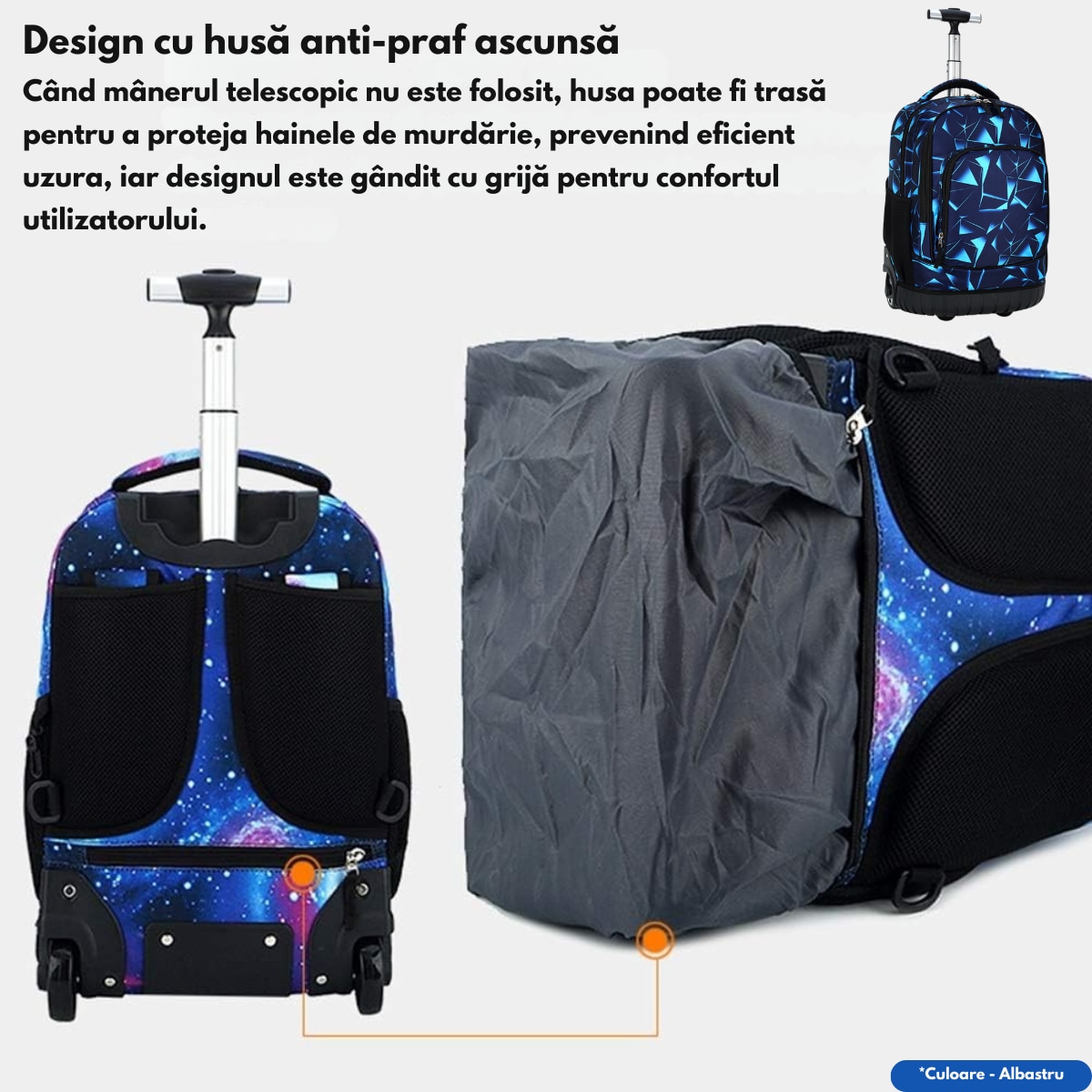 Ghiozdan Troler Multifunctional cu Rotile, Rucsac de Capacitate Mare ...