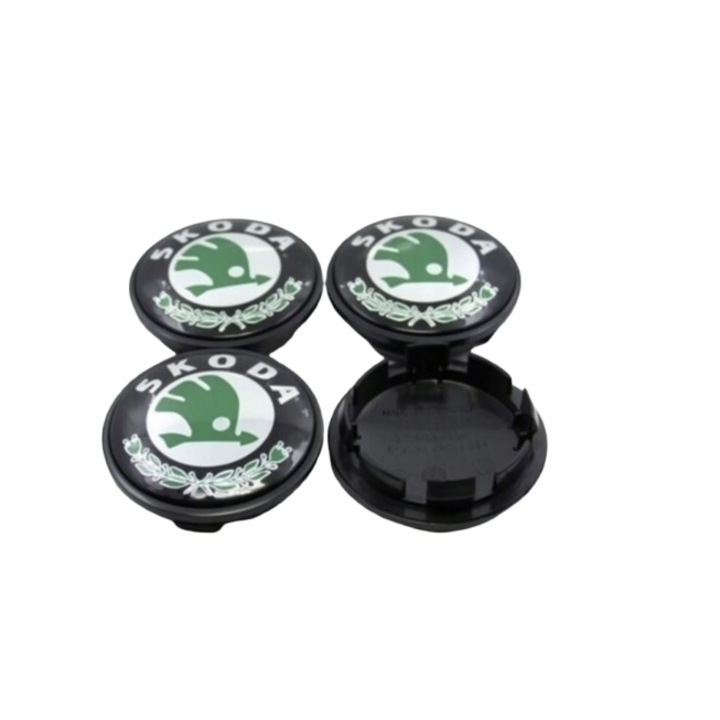 Set 4 capacele roti, pentru gaura centrala, pentru jante de aliaj Skoda ...