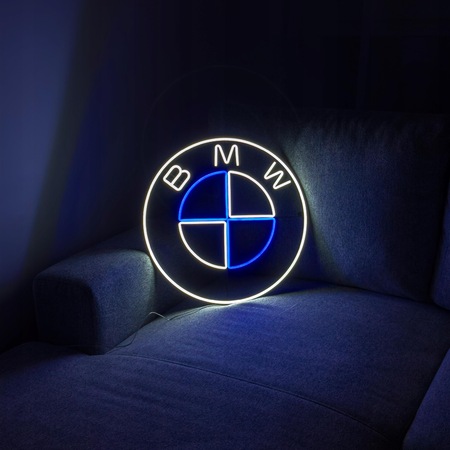 Semn luminos LED neon personalizat, BMW logo, 35cm, multicolor - eMAG.ro
