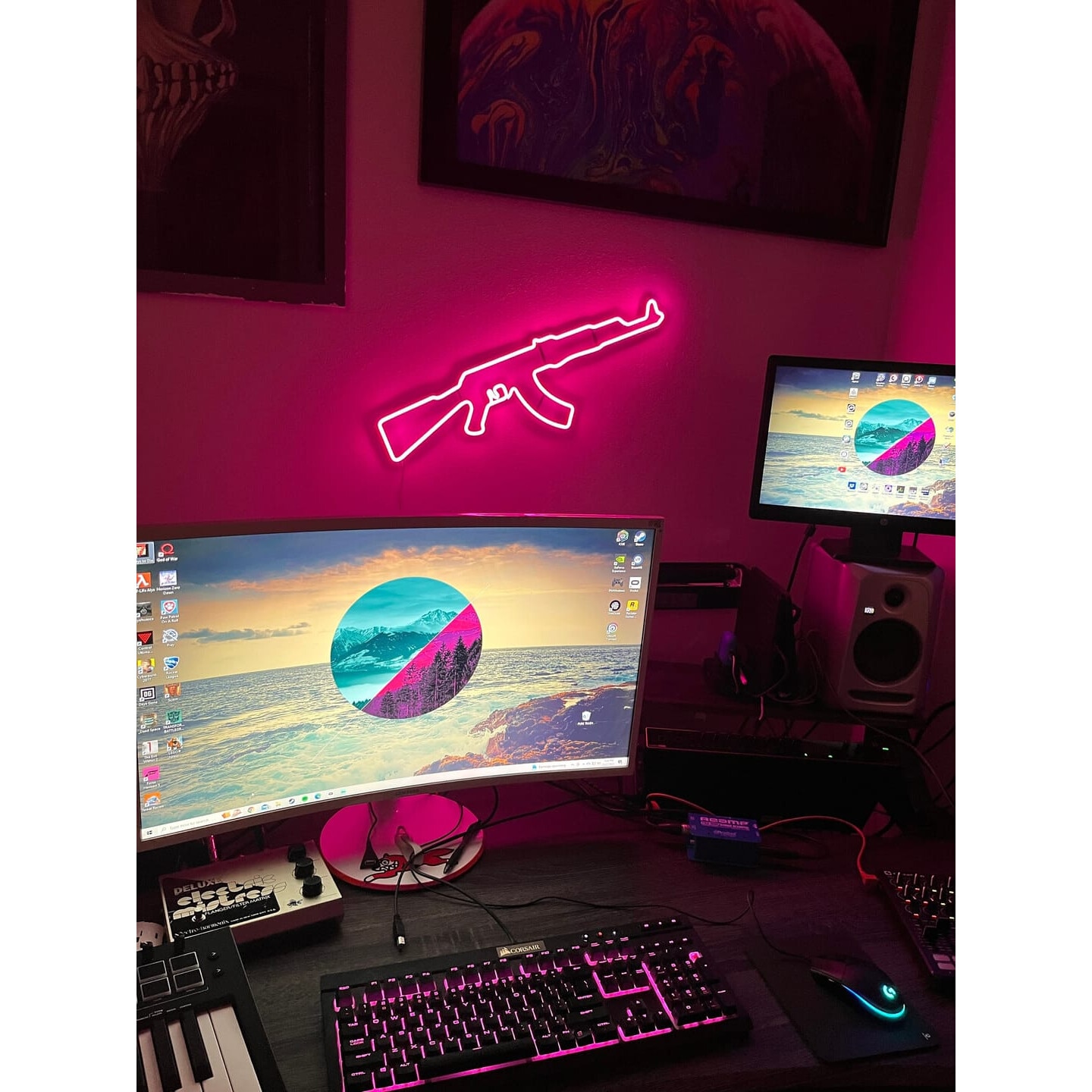 Semn luminos LED neon, 90 x 28 cm, Adaptor si telecomanda inclusa, Rosu ...