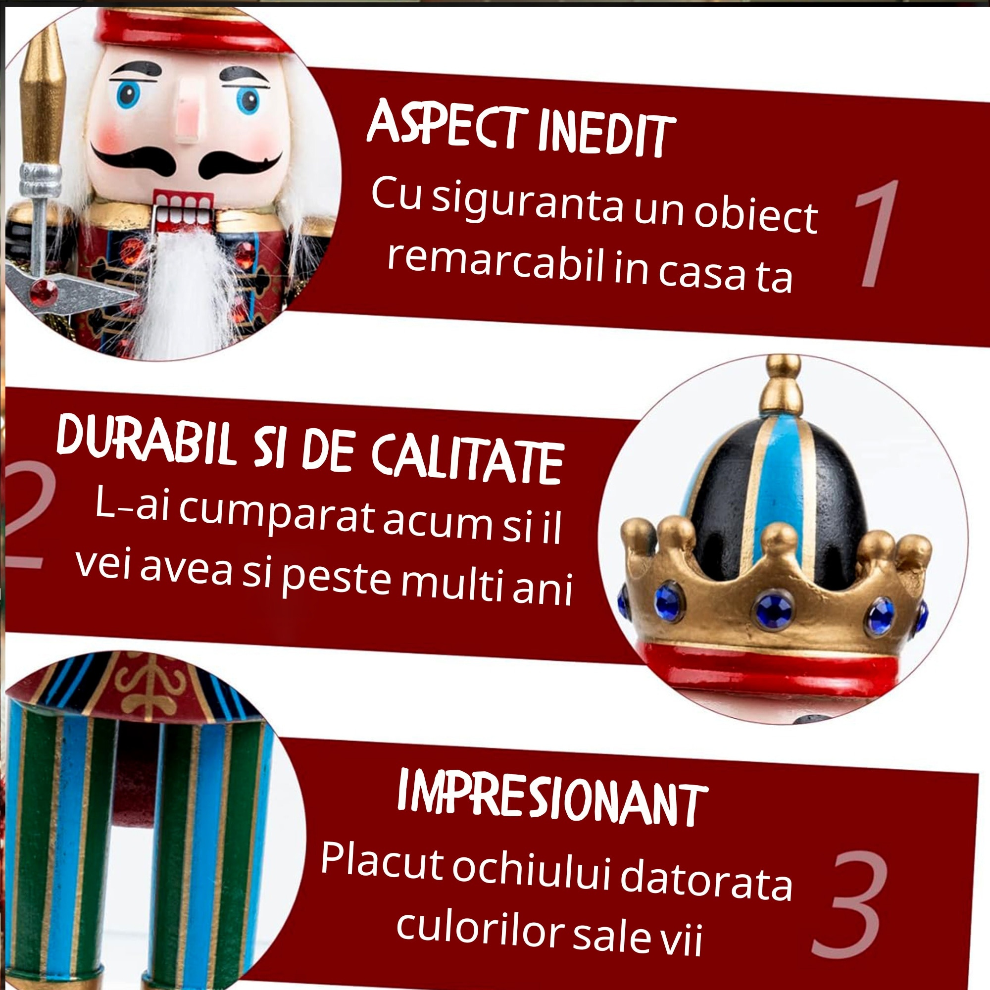 Spargator de nuci de Craciun, 30 cm inaltime, caracter ornamental ...