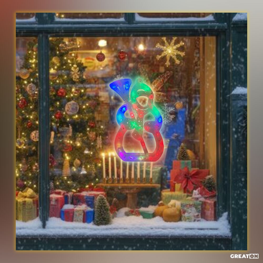 Decoratiune De Craciun LED GREATON Pentru Geam Cu Model Om De Zapada ...