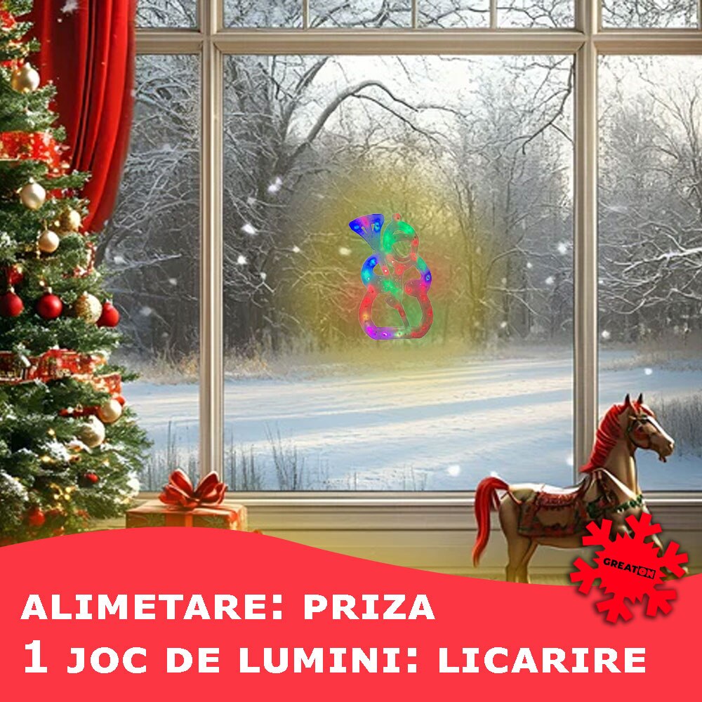 Decoratiune De Craciun LED GREATON Pentru Geam Cu Model Om De Zapada ...