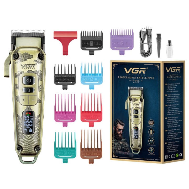 VGR V-005 prémium fémházas hajvágó LED kijelzővel, 250 perc üzemidővel ...