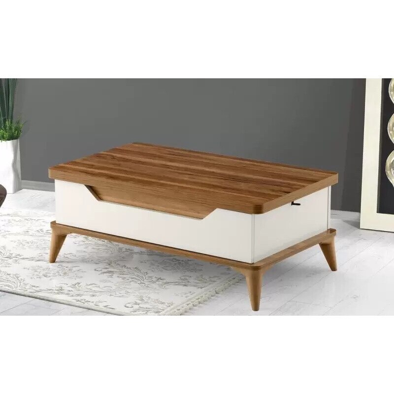 Masuta de cafea extensibila multifunctionala Polo Nuc-Alb -MobMax - eMAG.ro