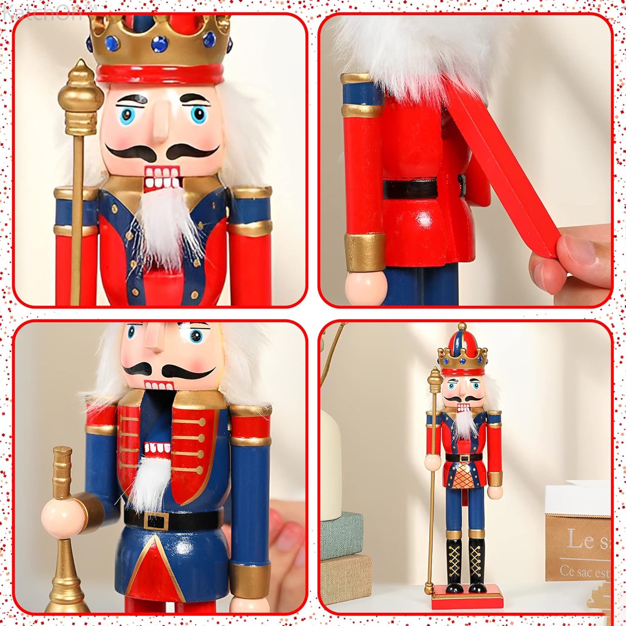 Spargator de nuci de Craciun, 30 cm inaltime, caracter ornamental, material lemn, realizat ...