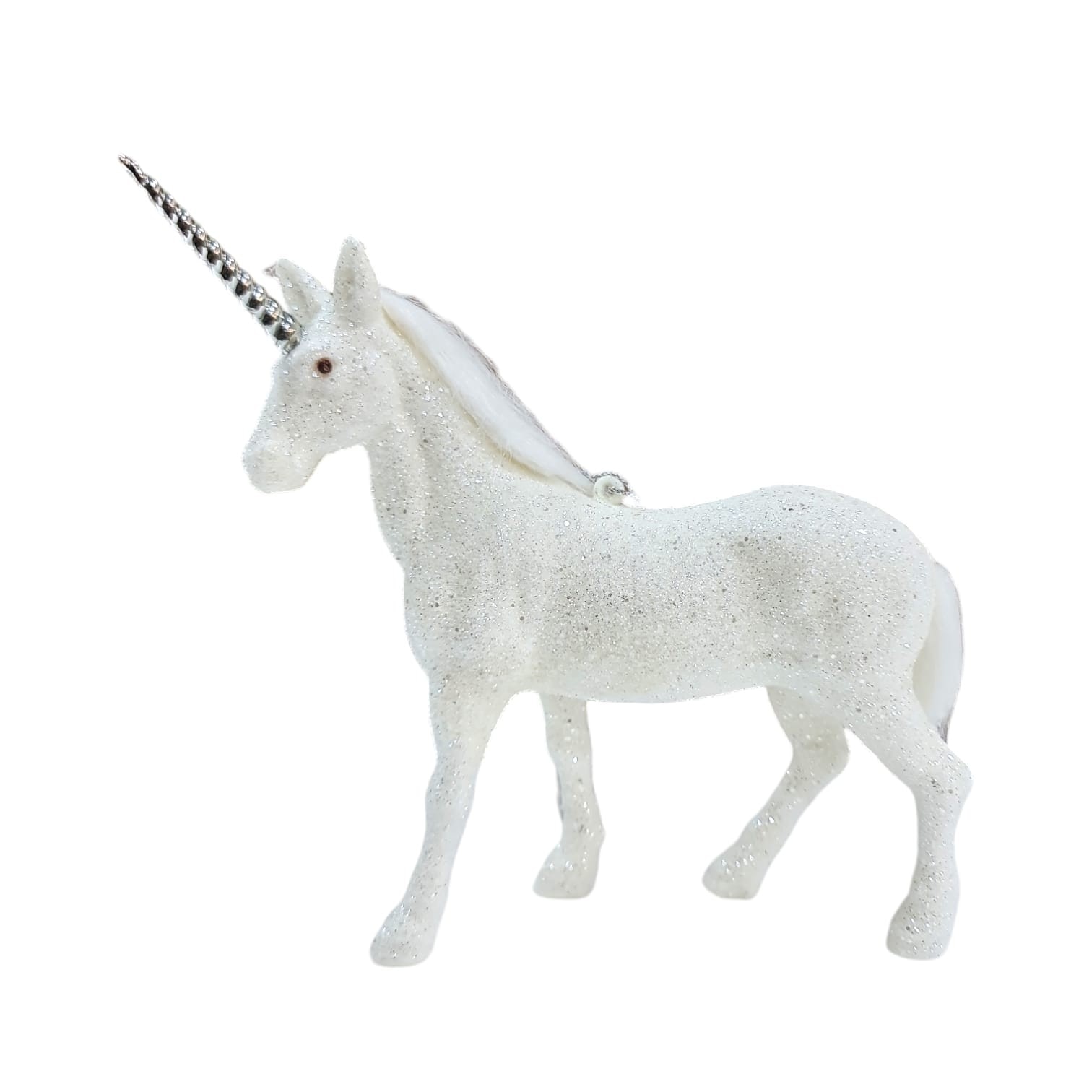 Ornament brad unicorn 15 cm White Glitter - eMAG.ro