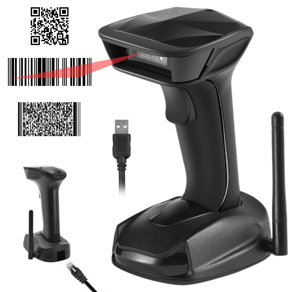Cititor coduri de bare fara fir, MOGODA, 1D/2D/QR, Wireless si ...