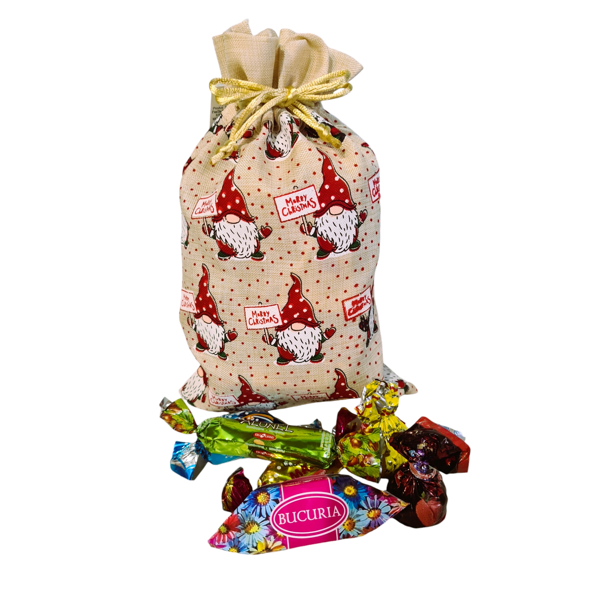 Pachet cadou Sacul Magic al Gnomilor cu mix Bomboane Bucuria, 400g ...