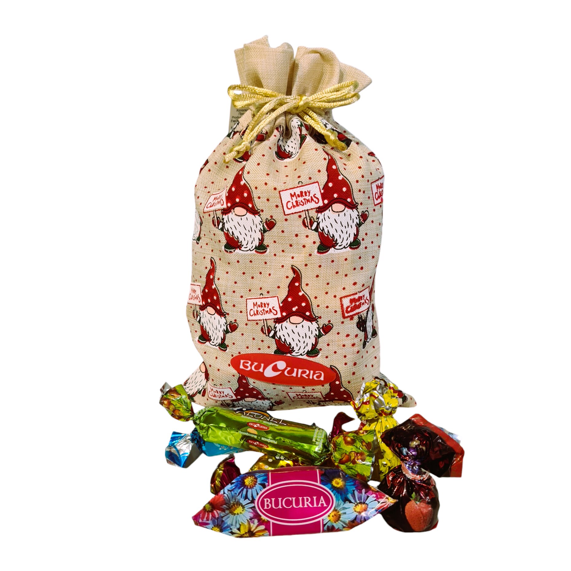 Pachet cadou Sacul Magic al Gnomilor cu mix Bomboane Bucuria, 400g ...