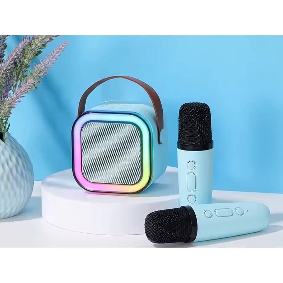 Boxa cu 2 Microfoane karaoke Smart copii, difuzor Wireless, Bleu ...