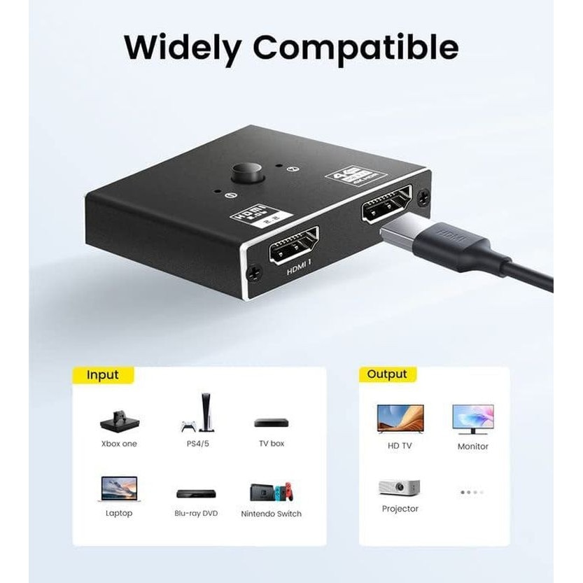 Switch HDMI 4K 60Hz Bi-directional 1x2 / 2x1 AB Supporta UHD 4K 1080P ...