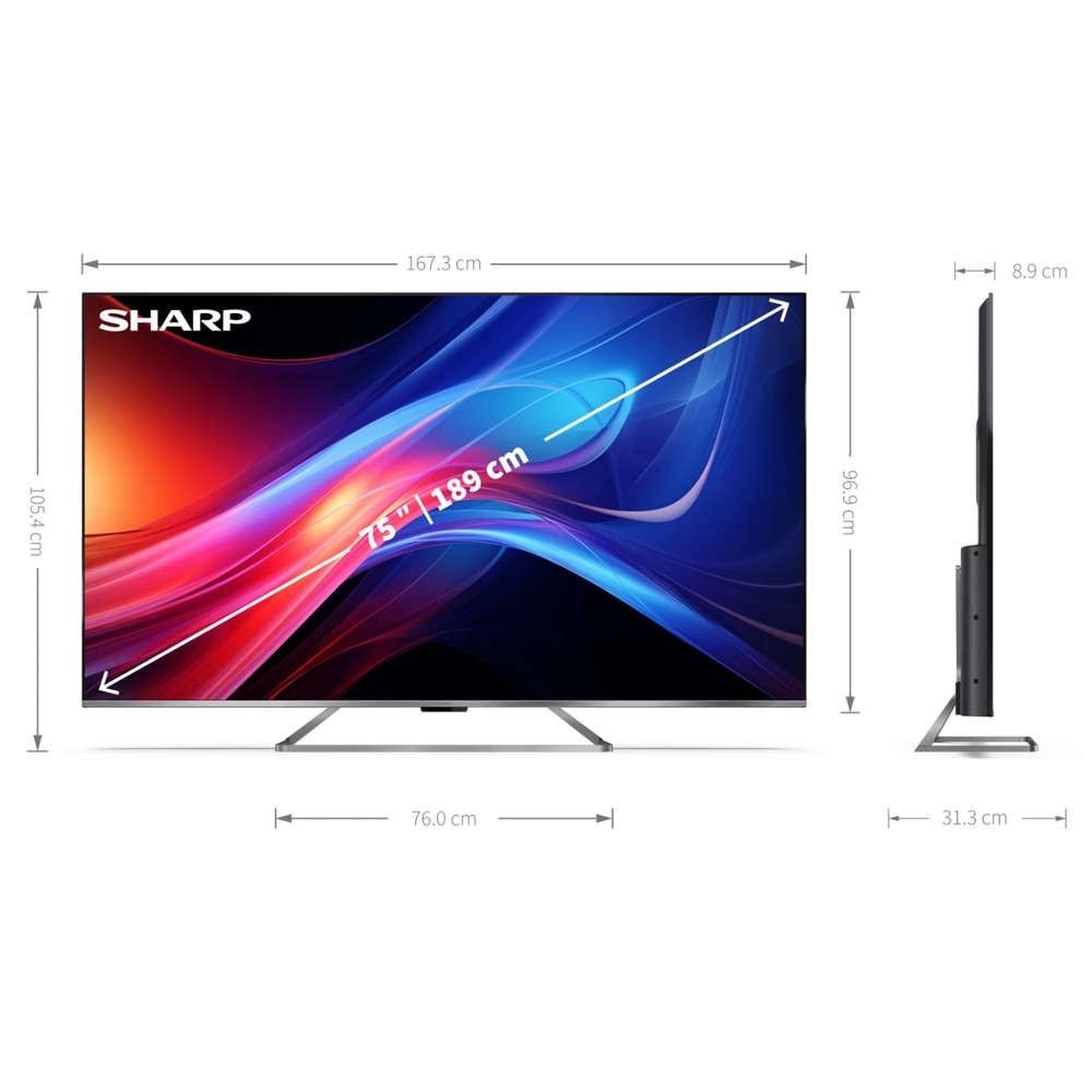 Телевизор Sharp LC-75GP7265E, 75”, QLED, 4K, Ultra HD, Google TV ...