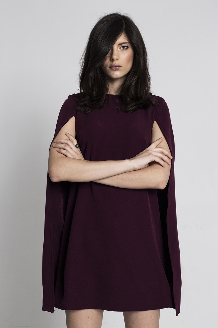 Rochie de ocazie tip capa, Soigne, Mov, 36 EU - eMAG.ro