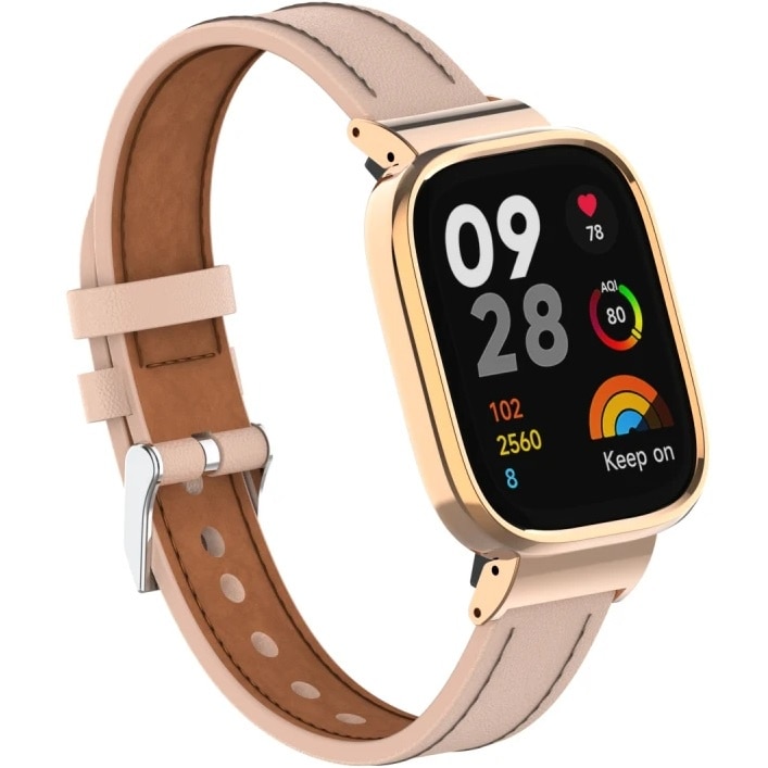 Curea din piele pentru Xiaomi Redmi Watch 3 Active, XGSM, Roz - eMAG.ro