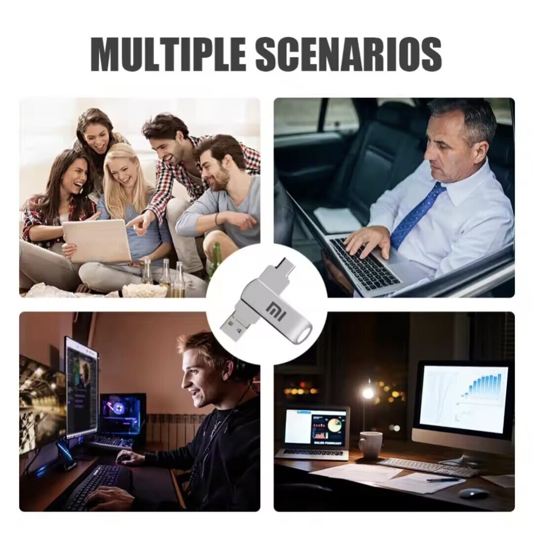 Memory Stick, 2 TB, 3 az 1-ben USB, Type-C és OTG, Tnagora, ezüst, 7 cm ...
