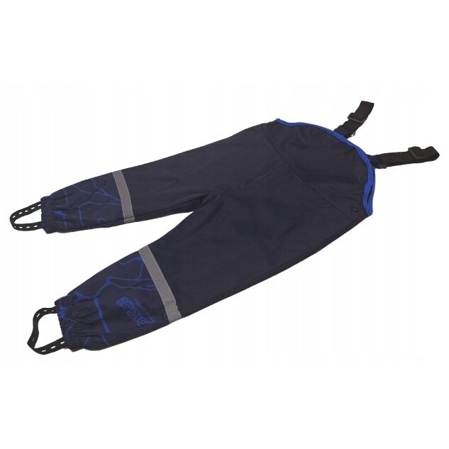 Pantaloni ski copii, albastru aquamarin, bumbac, talie inalta, elemente ...