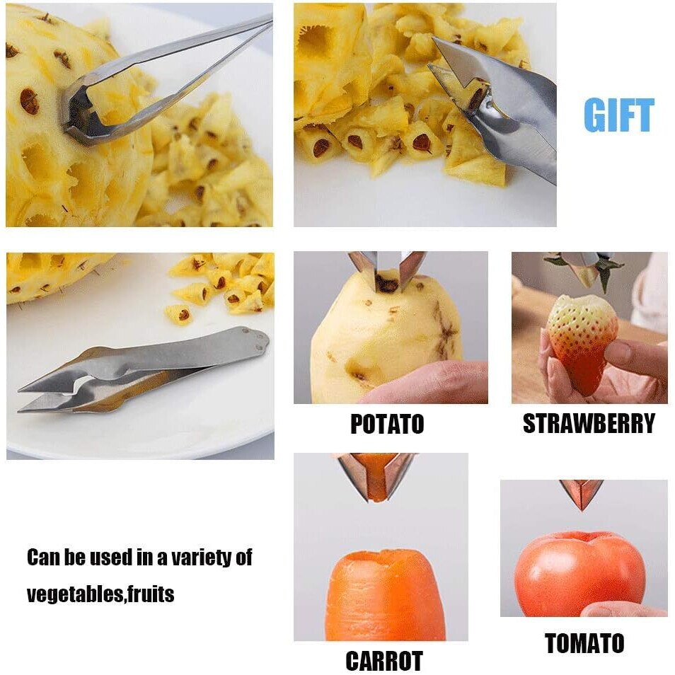 Cutit din otel carbon KUNSANM pentru curatat ananas si legume, maner ...