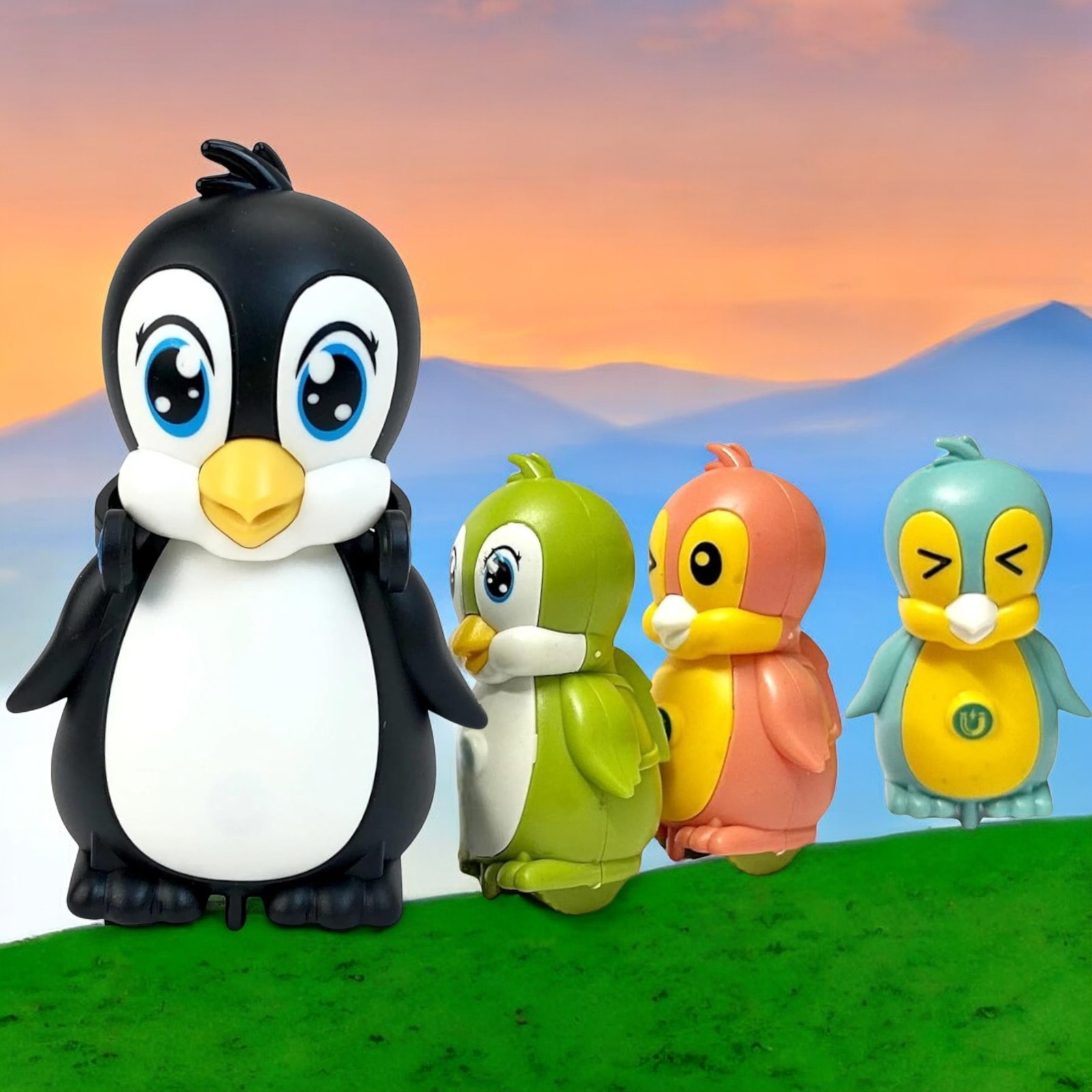 Set muzical 4Play pentru copii cu 4 pinguini magnetici, sunete si ...