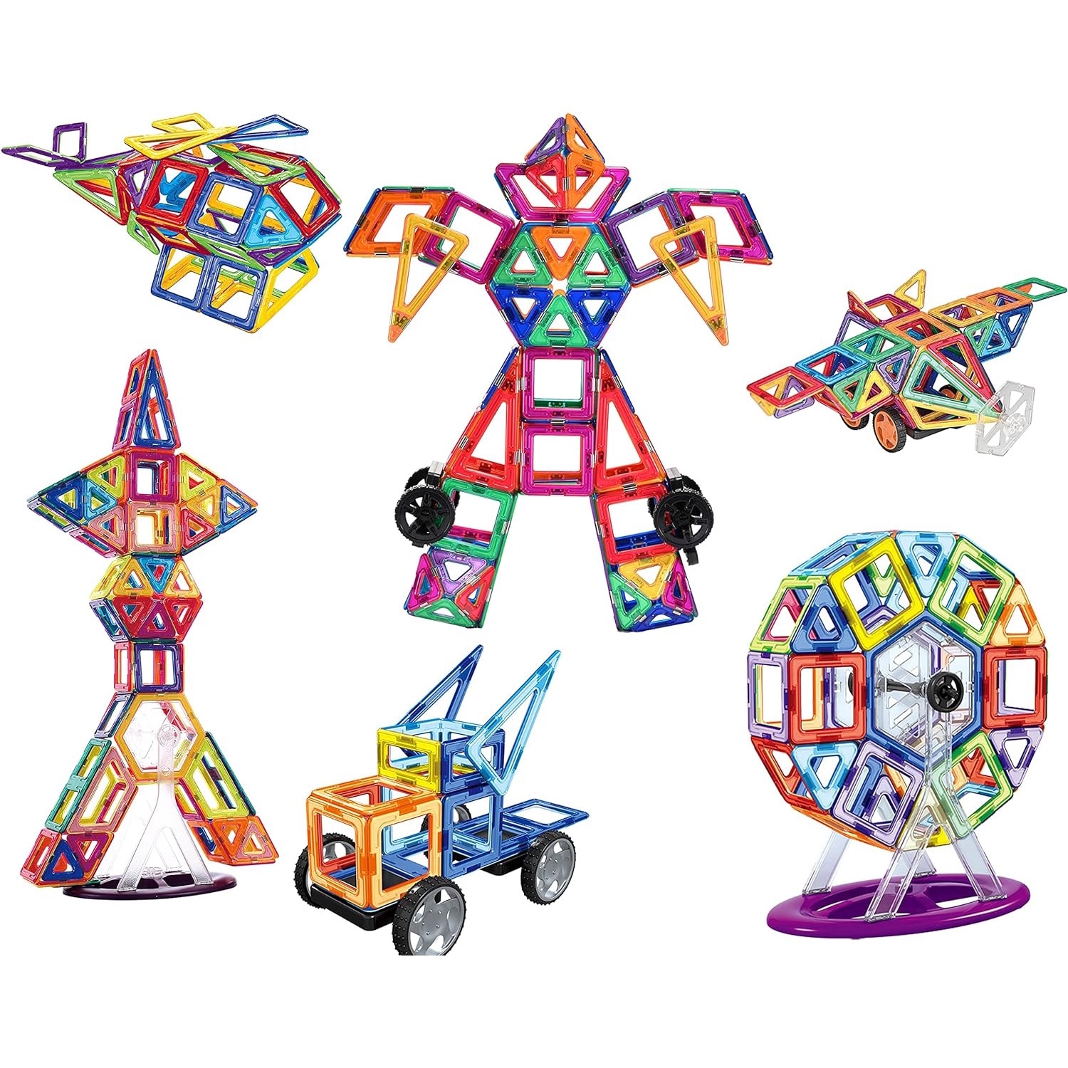 Set 73 piese Jucarii Magnetice pentru Constructie, set de constructie ...
