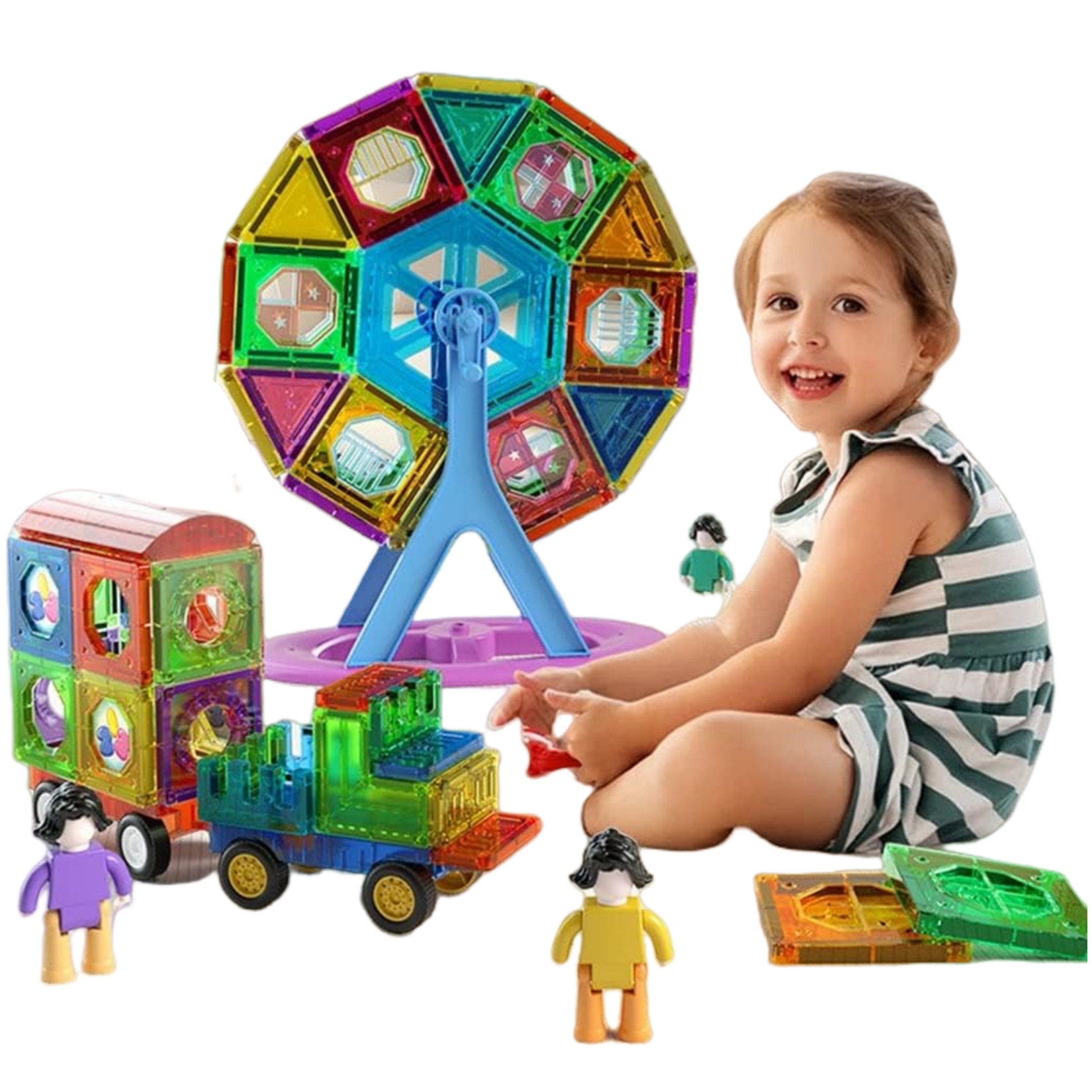 Set 73 piese Jucarii Magnetice pentru Constructie, set de constructie ...