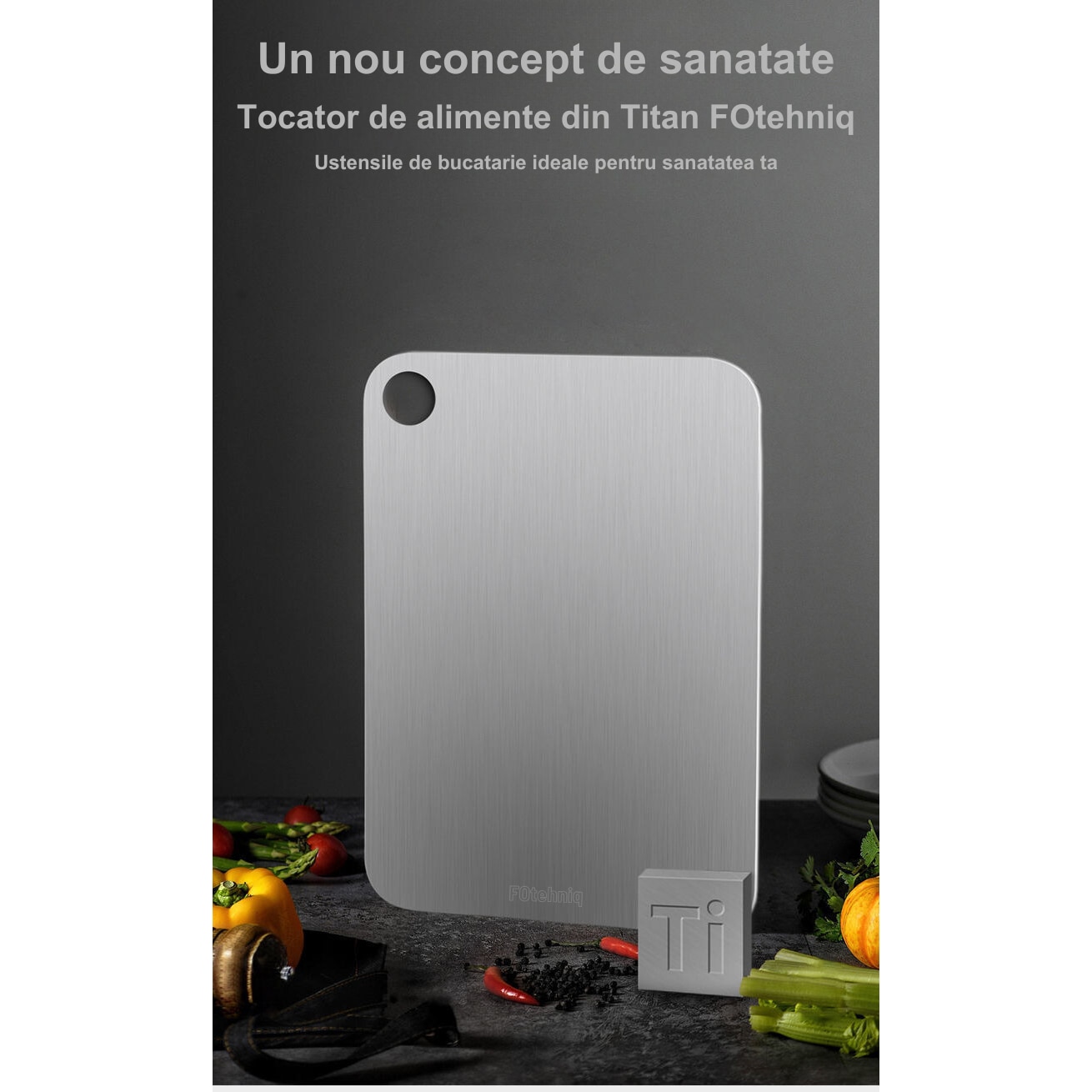 Tocator de Bucatarie Din Titan FOtehniq Board V4 29 cm x 20 cm x 0.12 ...